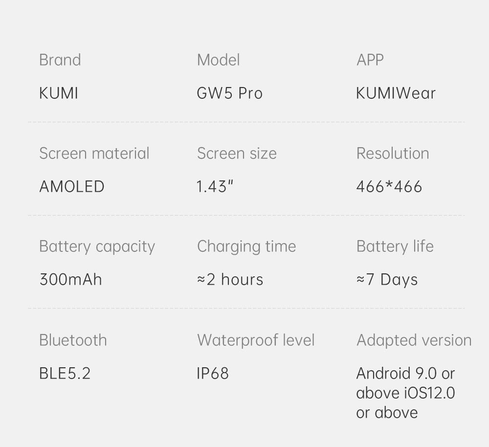 KUMI GW5 Pro Smartwatch Black