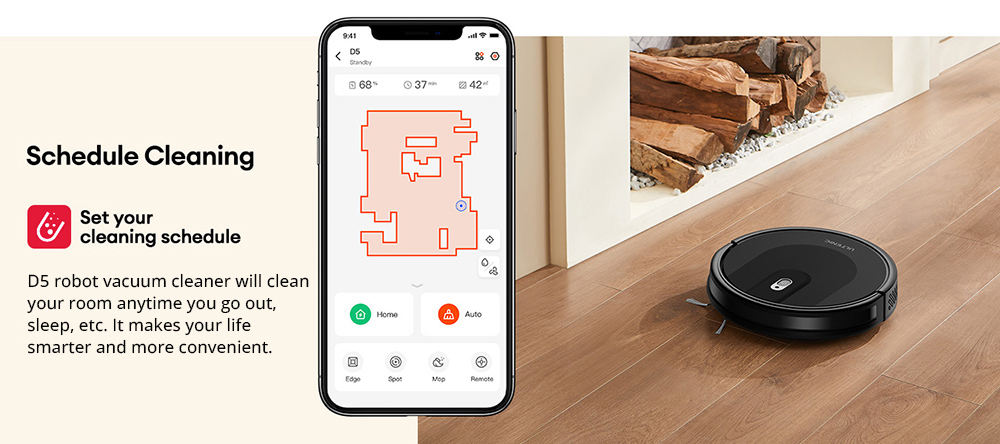 Ultenic D5 Robot Vacuum Cleaner Black
