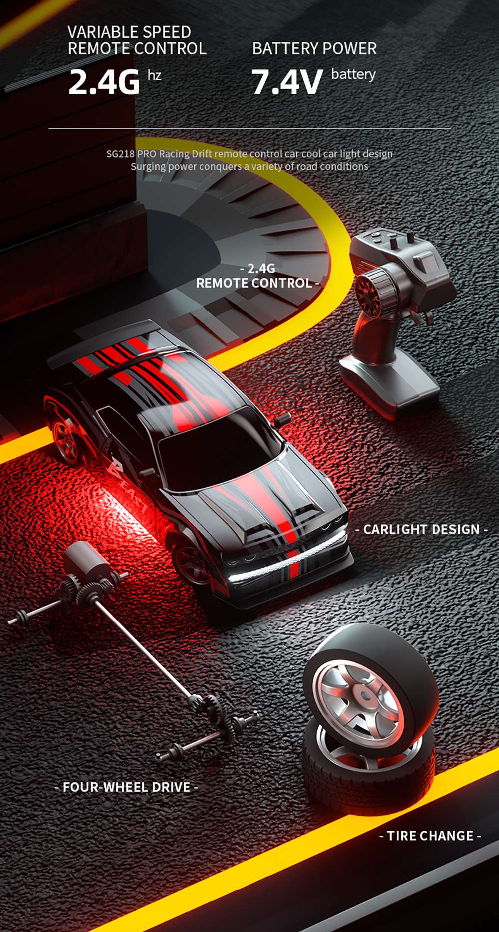 ZLL SG218 Pro 1/16 2.4G 4WD RC Car 3 Batteries