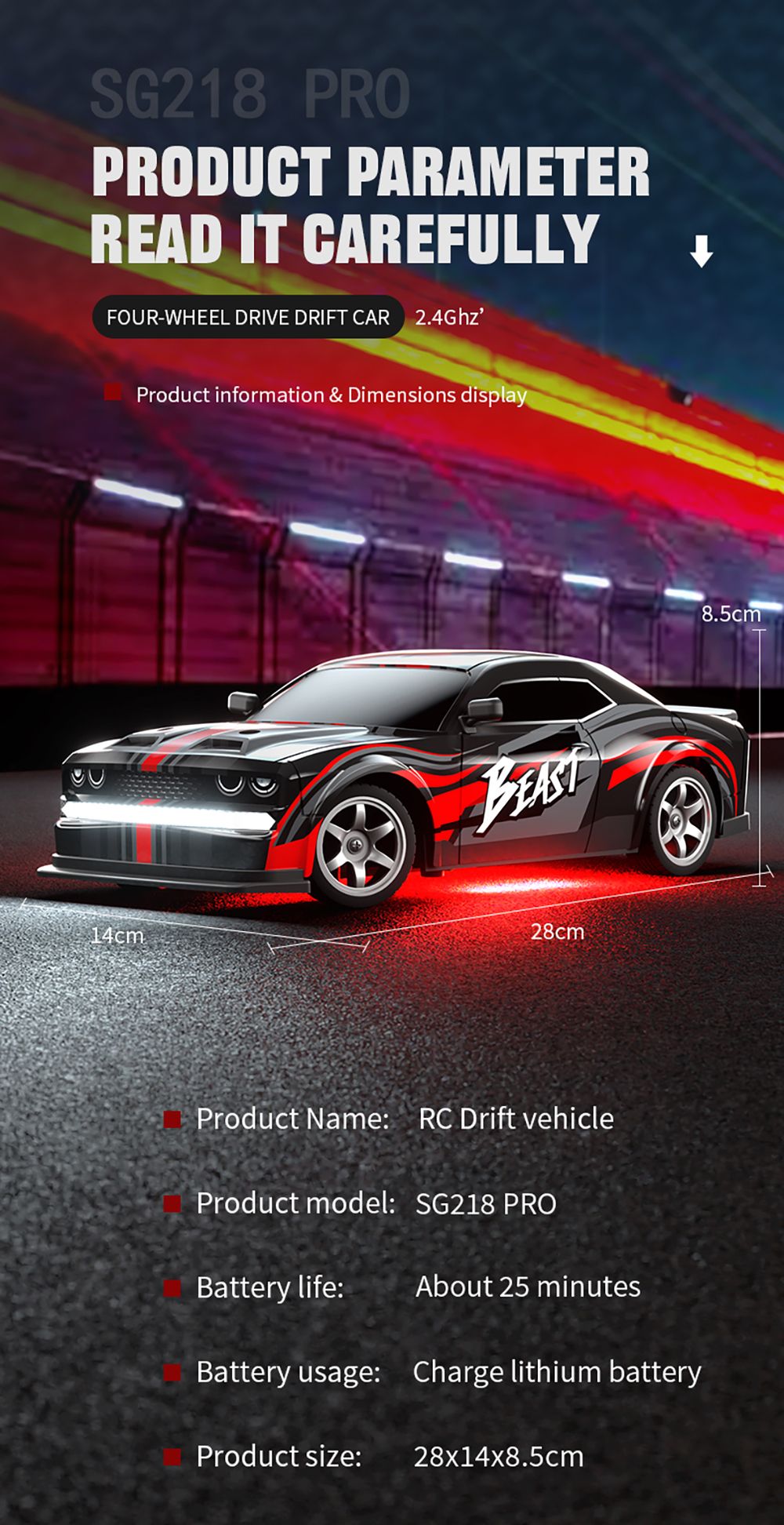 ZLL SG218 Pro 1/16 2.4G 4WD RC Car 3 Batteries