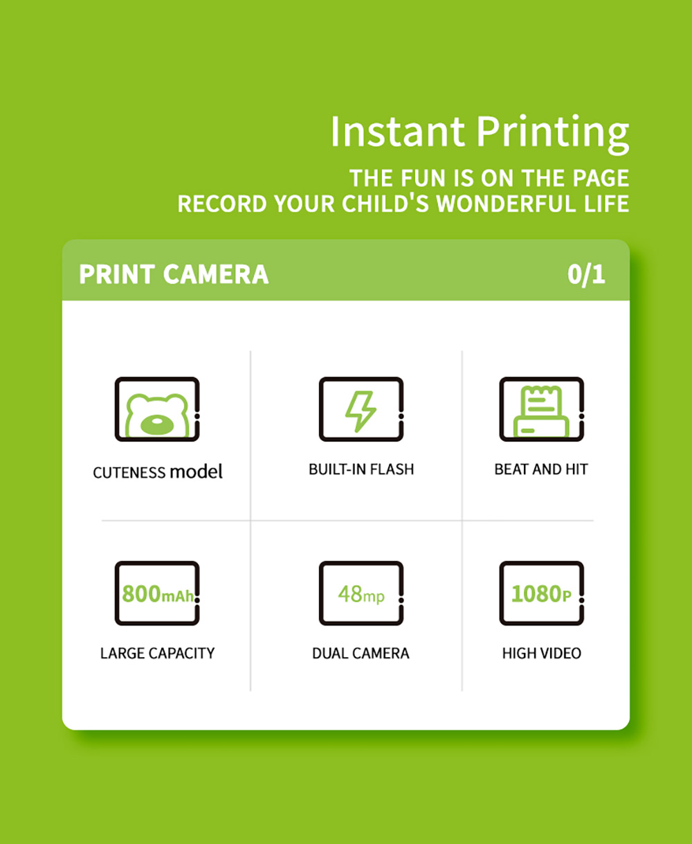 WOWKIDS K64 Kids Instant Print Camera Pink Rabbit