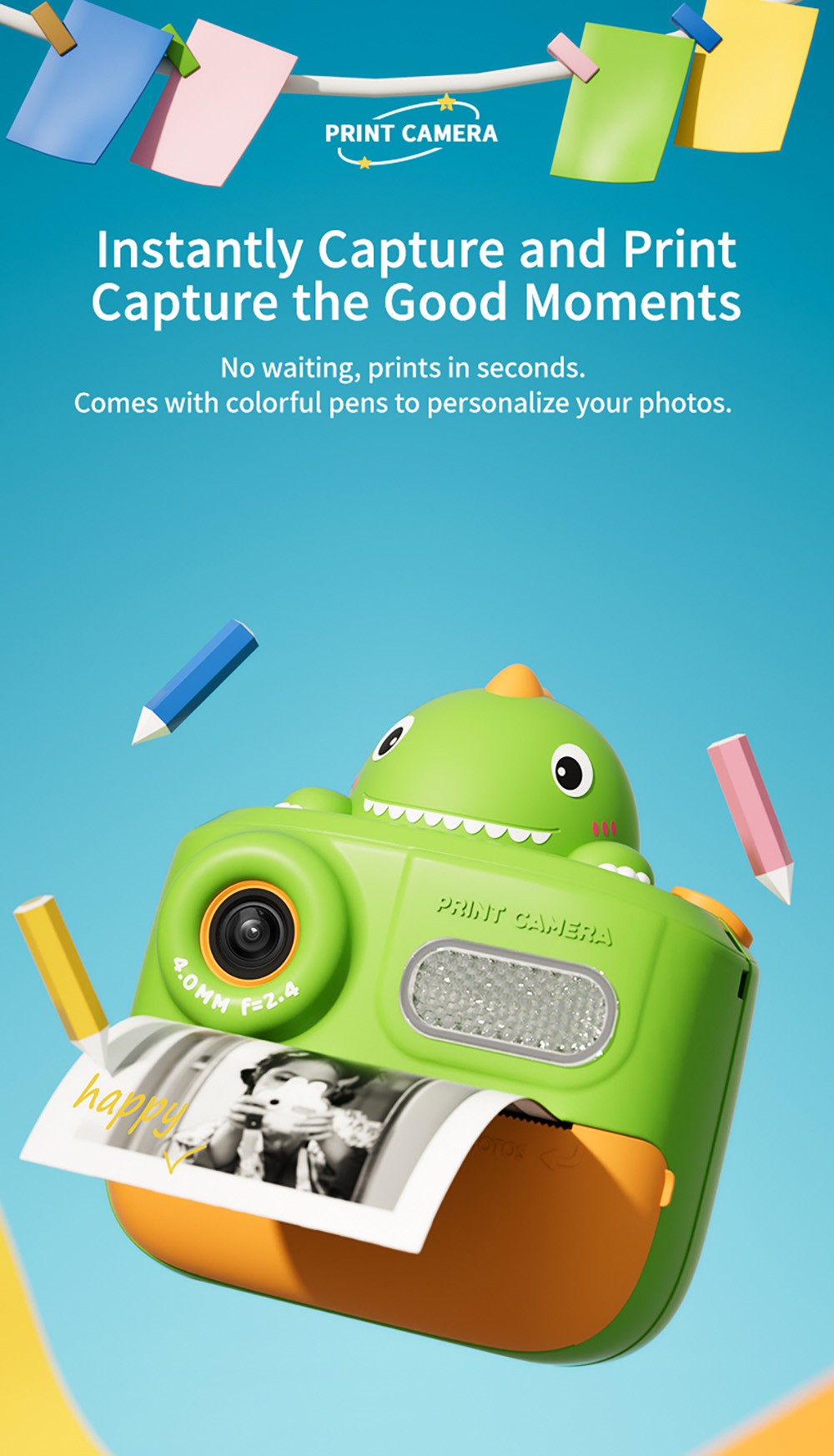 WOWKIDS K64 Kids Instant Print Camera Pink Rabbit