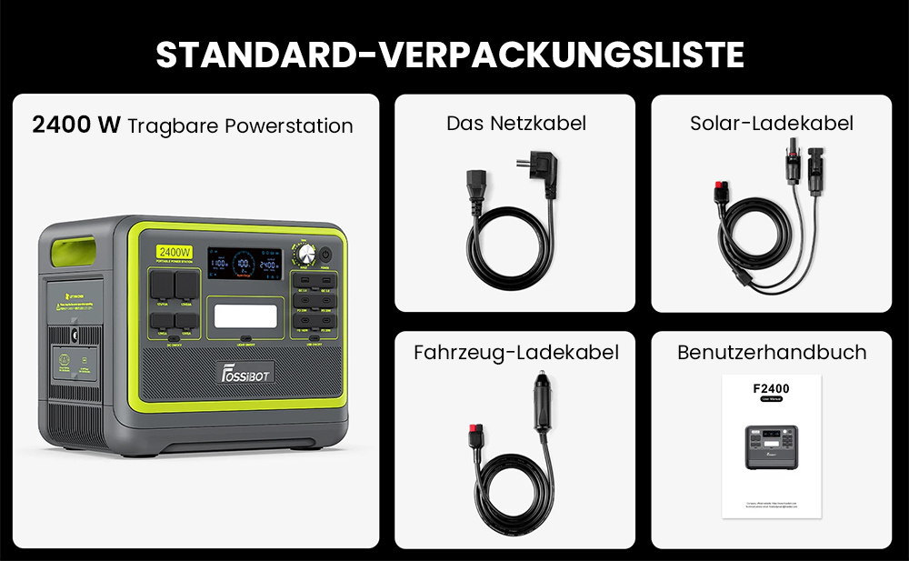 FOSSiBOT F2400 Tragbare Powerstation 2048Wh LiFePO4-Akku | Europa