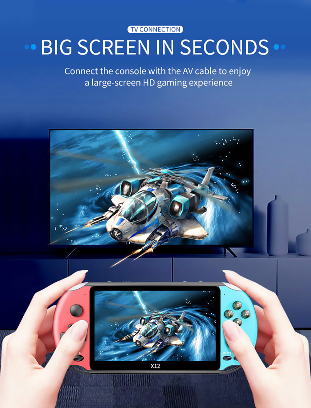 X12 Retro Handheld Game Console Red Blue