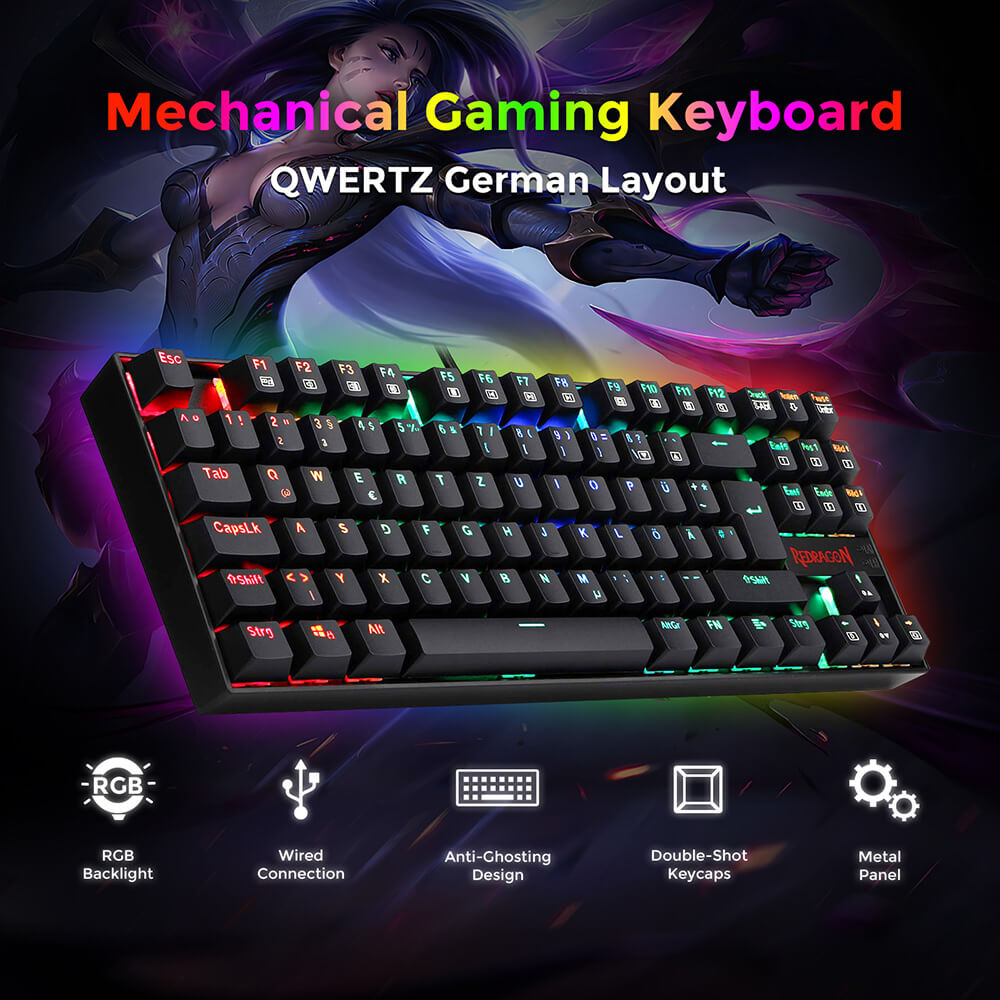 Refurbished Redragon K552RGB-1 Mechanical Keyboard German Layout