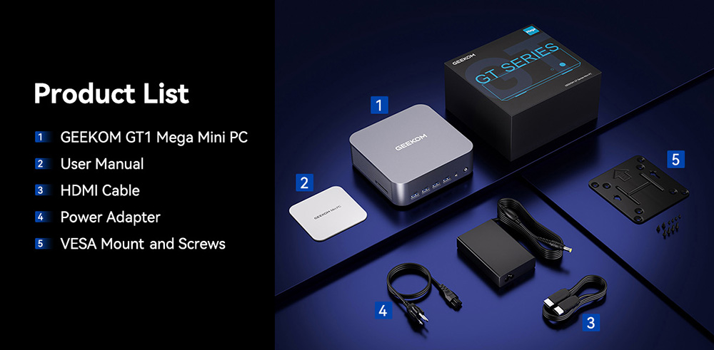 GEEKOM GT1 Mega AI Mini PC U5-125H 32GB+1TB US Plug