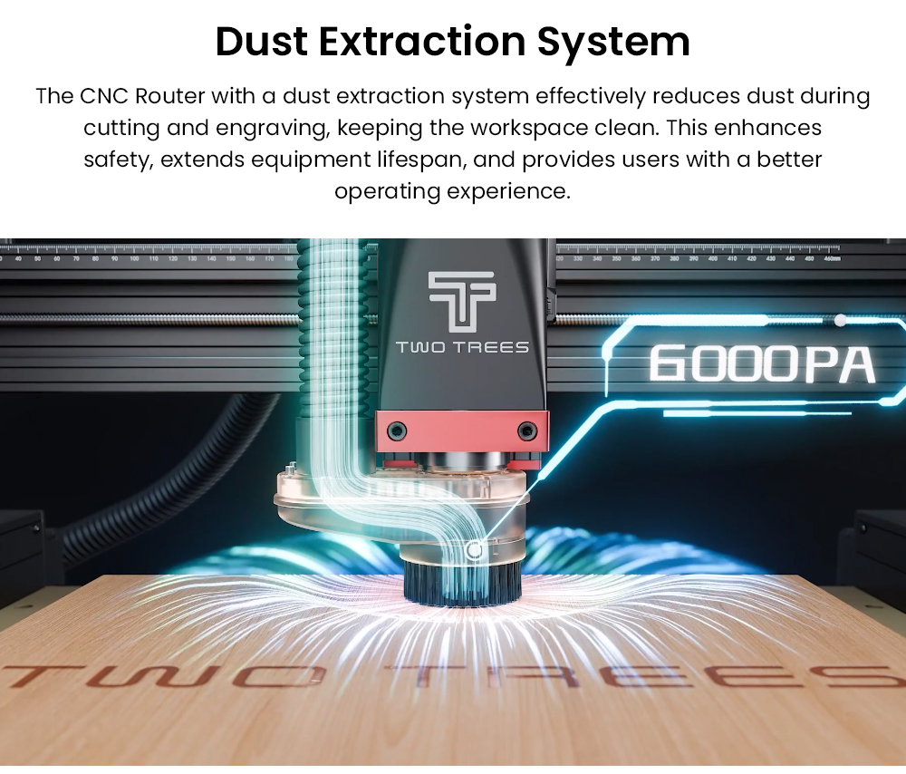 TWO TREES TTC450 Pro CNC Router Machine Vacuum Cleaner | Europe