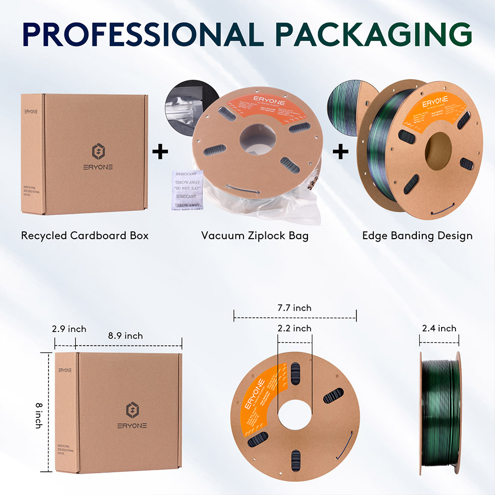 ERYONE Hyper PLA Silk Tri-color Filament 1kg Green & Blue & Black ...