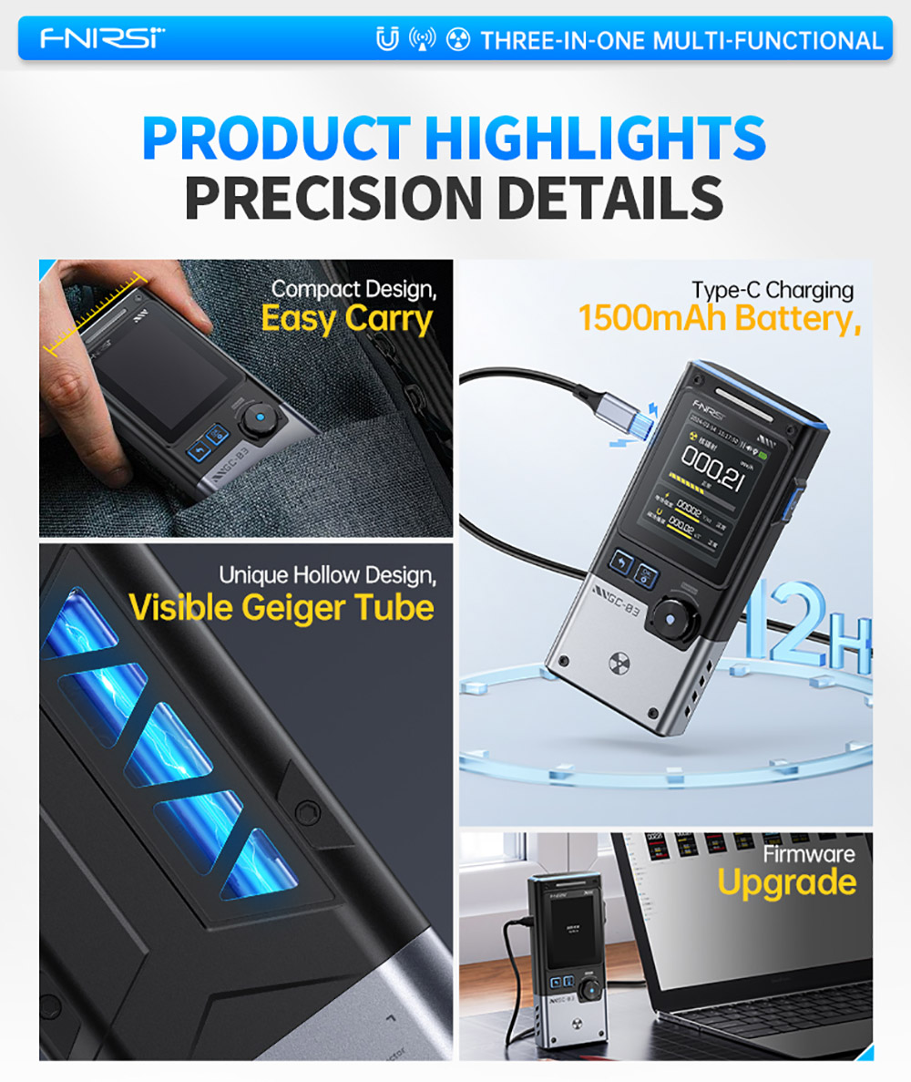 FNIRSI GC-03 Multifunctional Radiation Detector Black