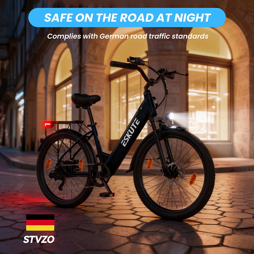 ESKUTE C100 Plus Electric Bike 250W 36V 13Ah 25km/h Black | Europe