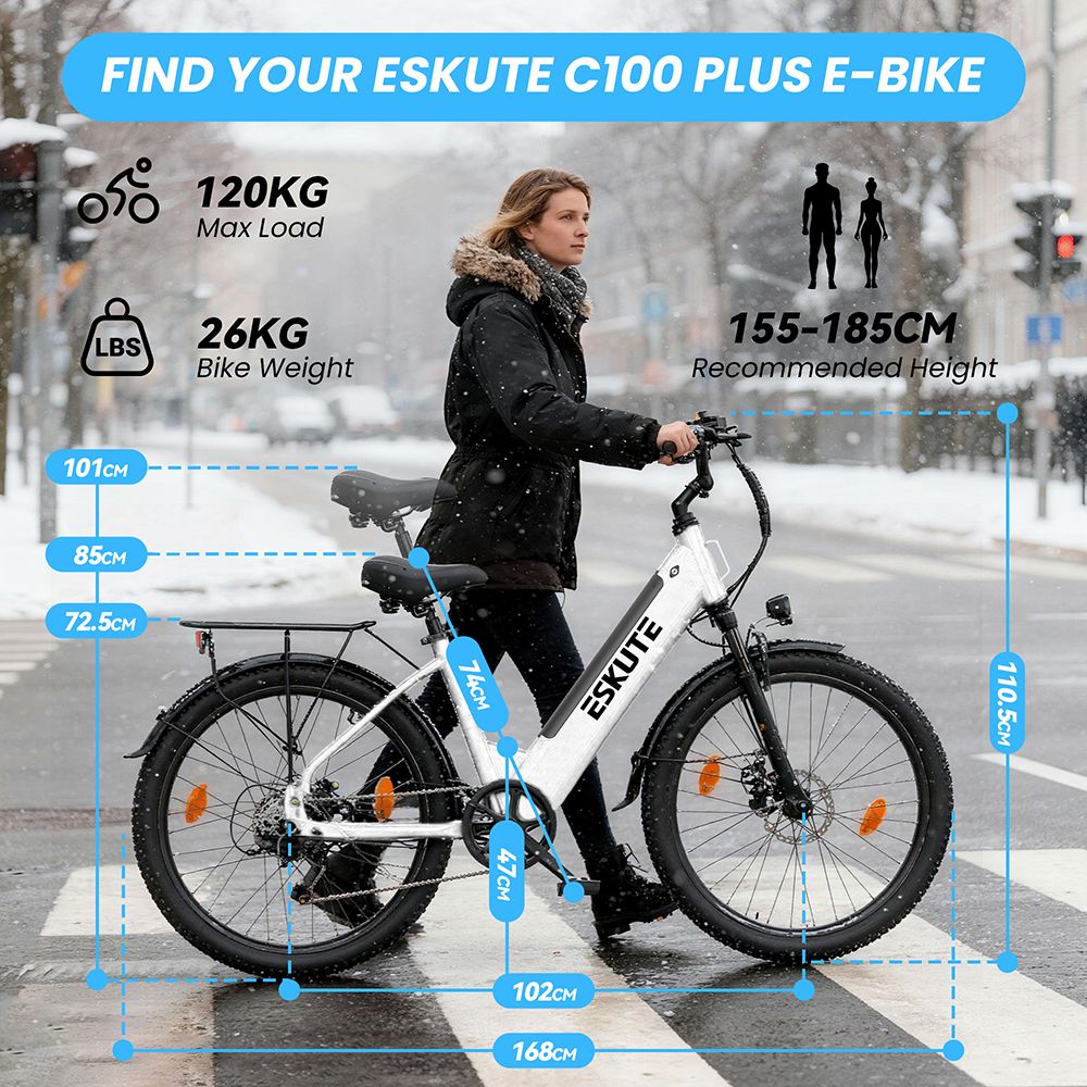 ESKUTE C100 Plus Electric Bike 250W 36V 13Ah 25km/h White