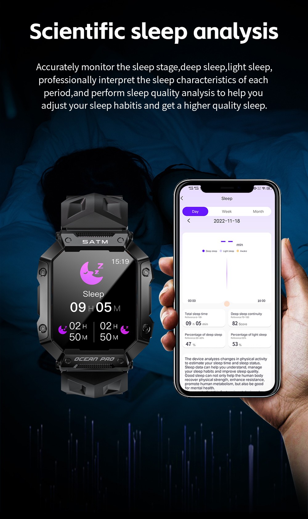 LOKMAT OCEAN PRO Smartwatch 1.85 inch Full Touch Screen Black