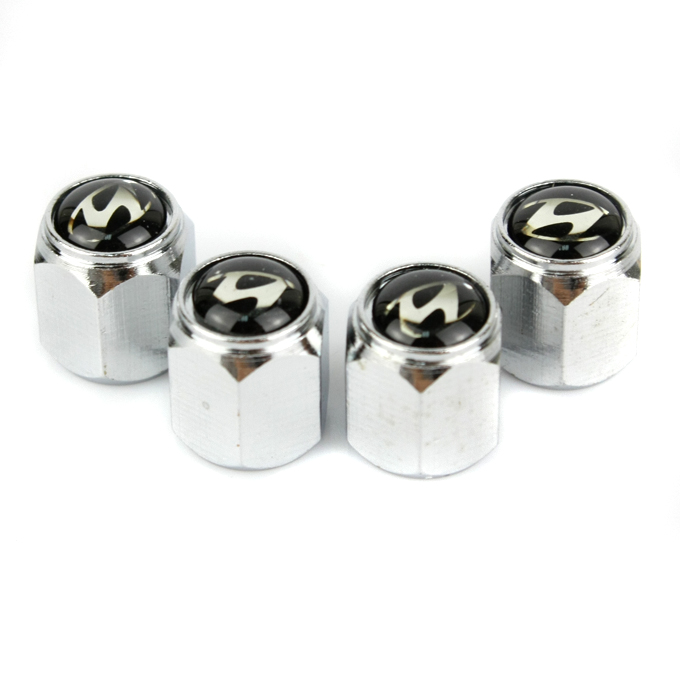 4 PCS HYUNDAI Stainless Steel Car Brand New Tire Valves Caps