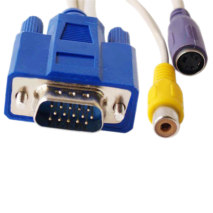 15-pin VGA Male to S-Video + RCA Video Out Female Adapter Cable
