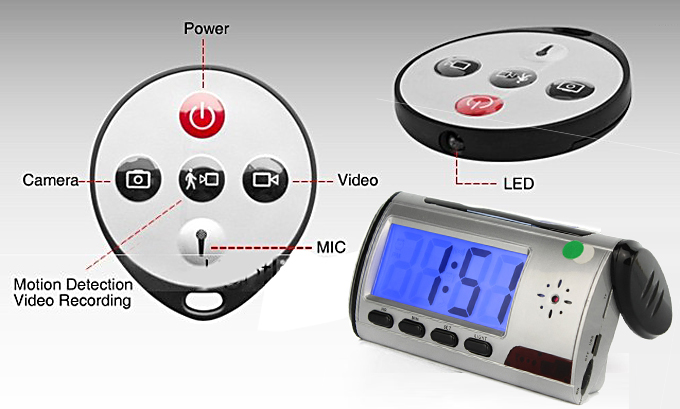 Stylish Remote Control Motion Detector Digital Clock Style Spy Hidden ...