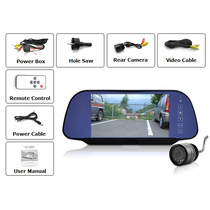 7" TFT LCD Car Rearview Monitor (NTSC/PAL) Wide Angle Rearview Camera