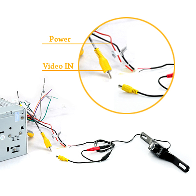 130 Degree View Angle CMOS PAL Car Licence Plate Rear View Camera