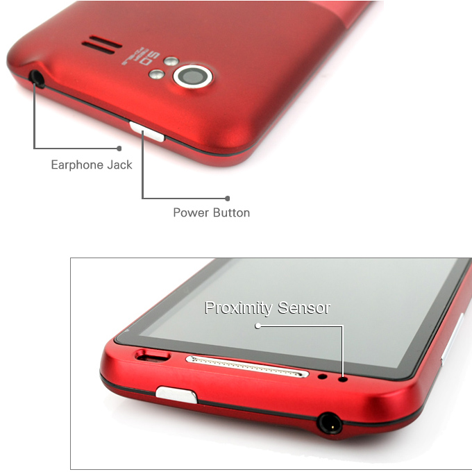 E50 MTK6573 4.3" Android2.3 5.0MP GSM+WCDMA 3G Cellphone dual Camera