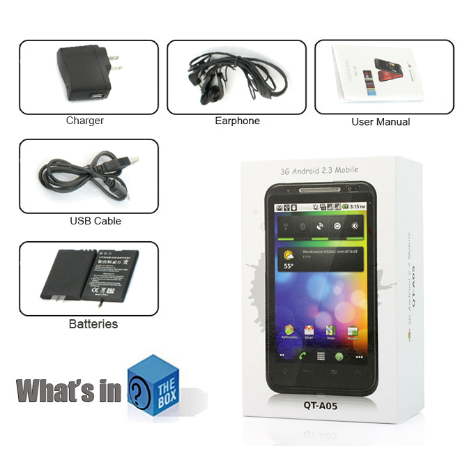 E50 MTK6573 4.3" Android2.3 5.0MP GSM+WCDMA 3G Cellphone dual Camera
