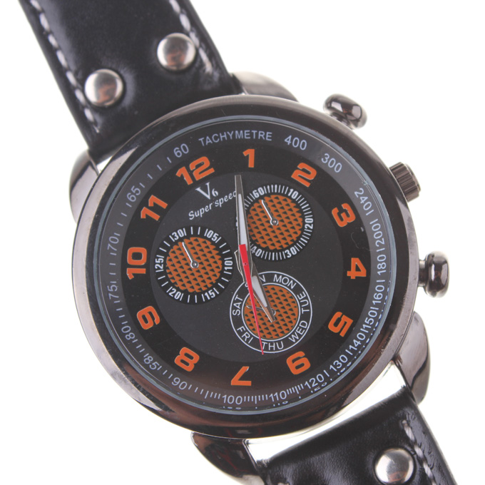 Men's Fashion V6 Super Speed Orange Dials Quartz Wrist Watch