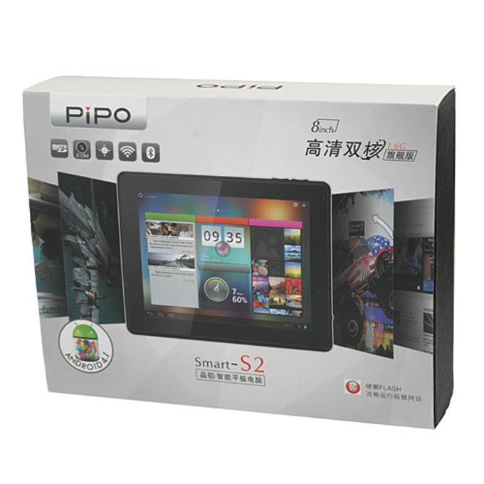 Pipo S2 8 inch Android 4.1 Tablet PC 1024*768 RK3066 1.6GHz Dual Core 1G RAM 16G HDMI