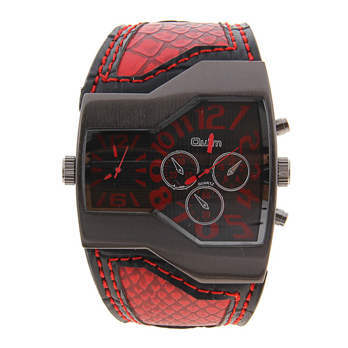 Hot Selling Oulm Men's Dual Quartz Movement Leather Band Watch