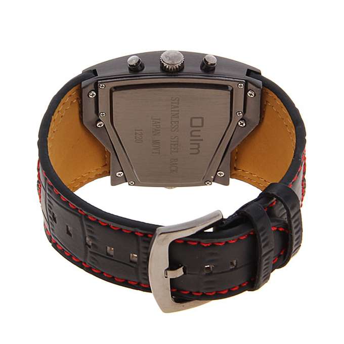 Hot Selling Oulm Men's Dual Quartz Movement Leather Band Watch