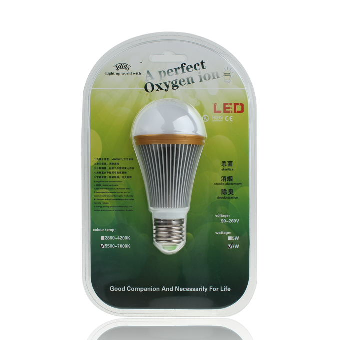 High-tech E27 7W Pure White Anion LED Lamp Smoke Air Cleaner