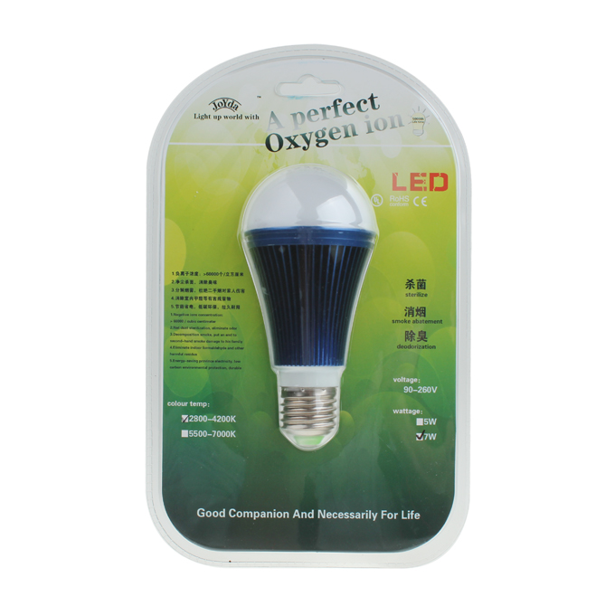 High-tech E27 7W Warm White Anion LED Lamp Smoke Air Cleaner