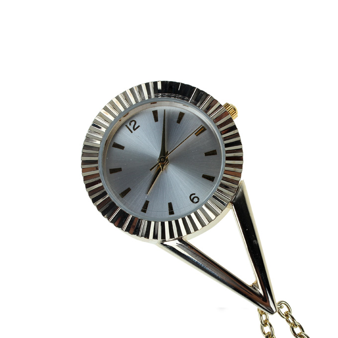 Brand New Stylish Triangle Pendant Necklace Chain Watch Golden