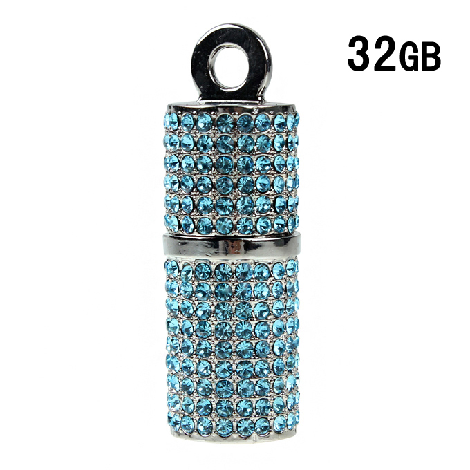 32GB Cylindrical Rhinestones USB 2.0 Flash Drive Memory Stick
