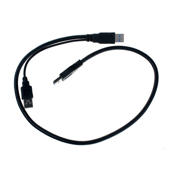 2 in 1 USB 3.0 A Male to A 3A Male Y Splitter Cable Black