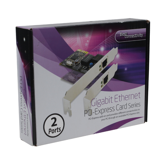 1000Mbps Ethernet PCI-Express Add-on Card with 2 Ports for PC
