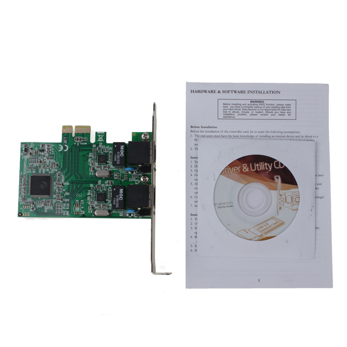 1000Mbps Ethernet PCI-Express Add-on Card with 2 Ports for PC
