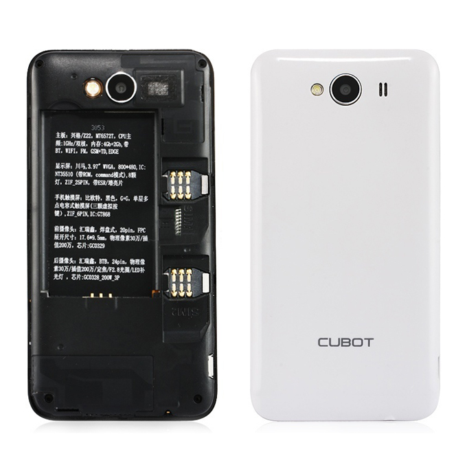 CUBOT GT72 4.0 Inch WVGA MTK6572 Dual Core 1.2GHz Smart Phone 2.0MP ...