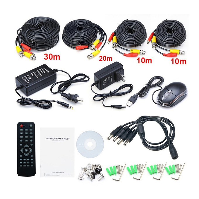 1/4" CMOS Weatherproof DVR Kit with 24 LEDs 4CH CCTV Camera System