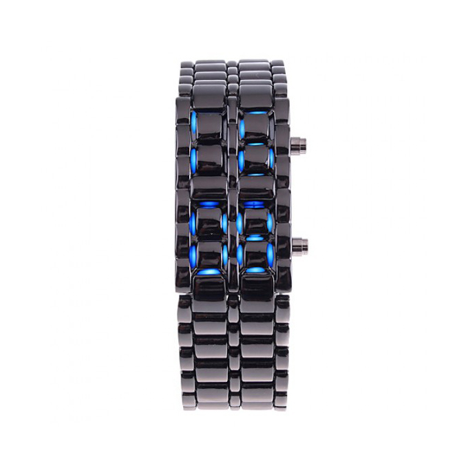 Makibes Lava Watch Men Watch Stainless Steel LED Blue Digital Watch