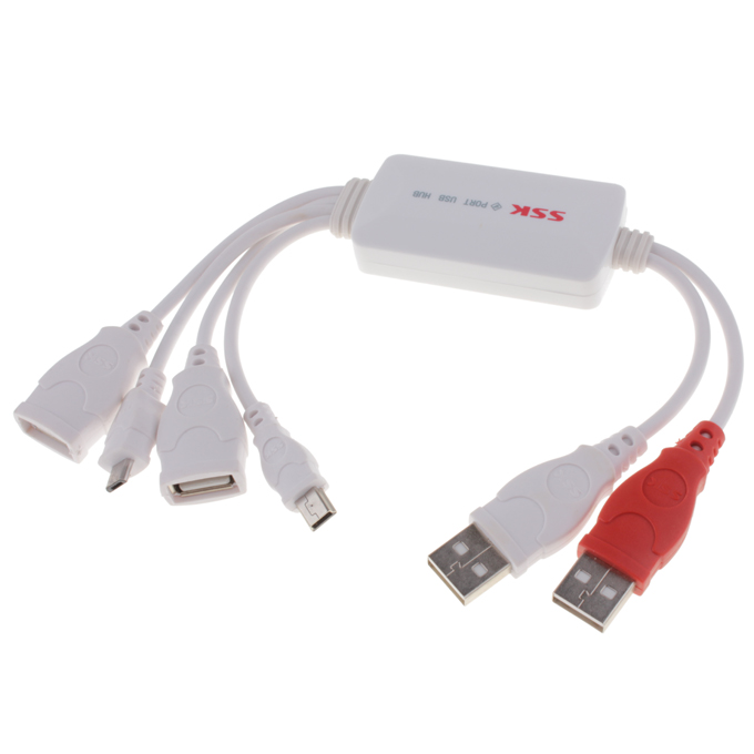SSK Octopus 4 Port HUB w/ 2 USB AF+1 mini USB+1 micro USB Port
