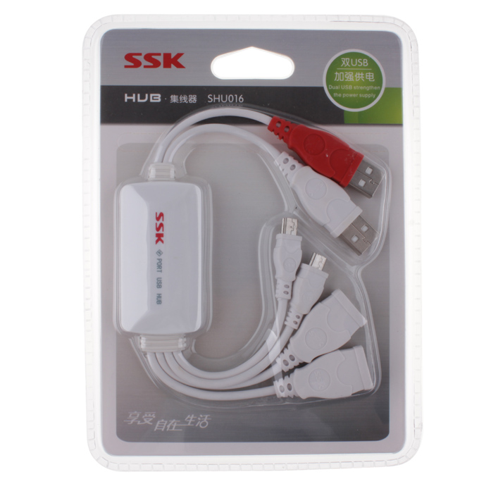 SSK Octopus 4 Port HUB w/ 2 USB AF+1 mini USB+1 micro USB Port