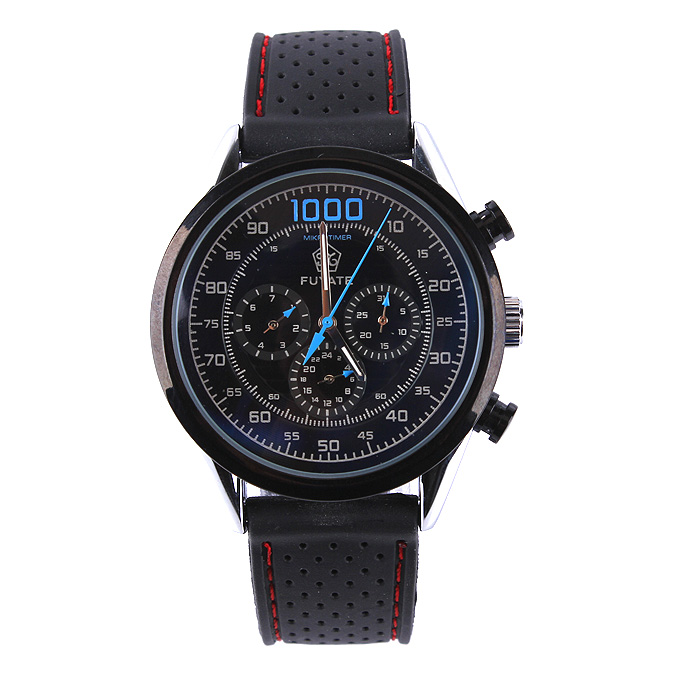 Silicone Strap Automatic Wrist Watch with 3 Mini Dial for Male