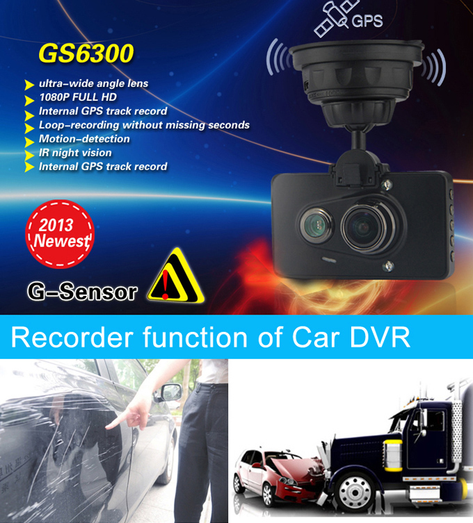 Car DVR Ambarella GS6300 1920*1080P 3.0" 170 Angle GPS Night Vision
