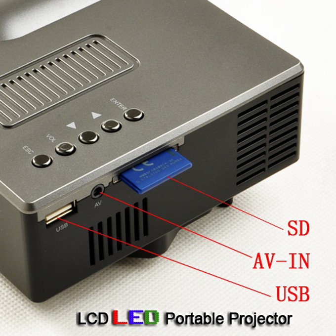 UC20 Mini 30 Lumens Multimedia LED LCD Projector w/ AV/USB/SD Slot