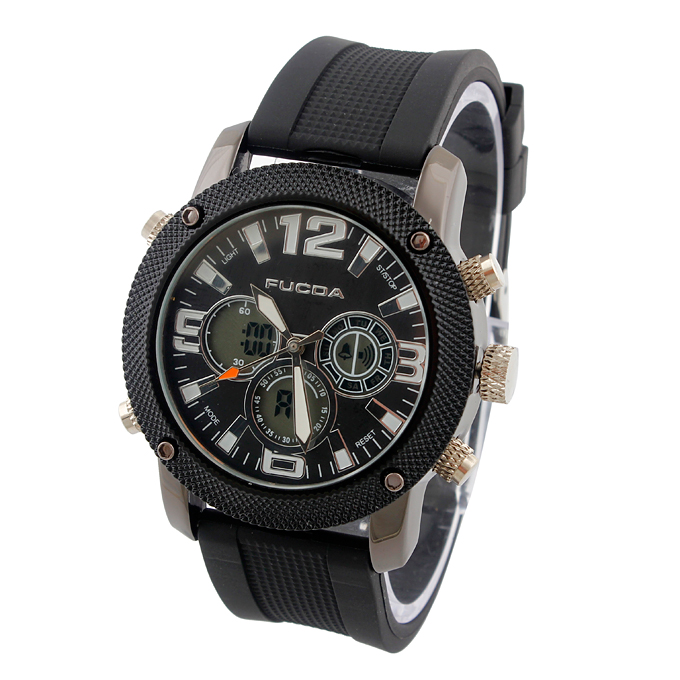 CS1818M 3ATM LED Quartz Double Movement Round Dial Silicone Watch