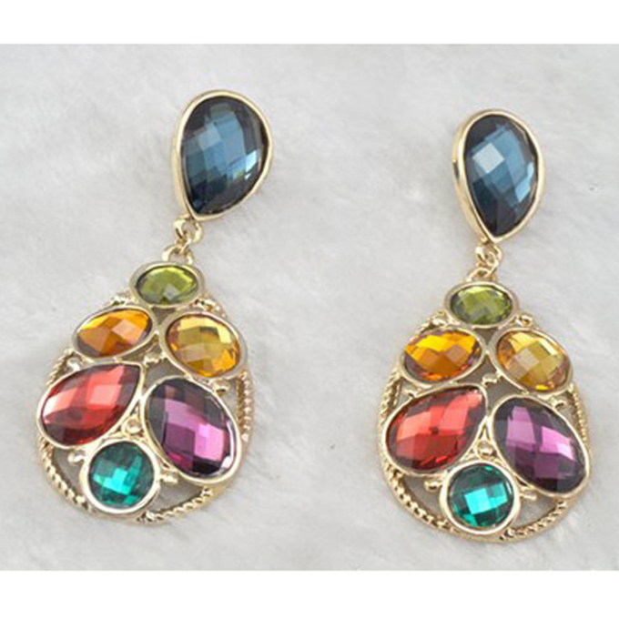 Water Shaped Ear Pin Earrings Earbob Eardrop Pendant Jewelry for Girl