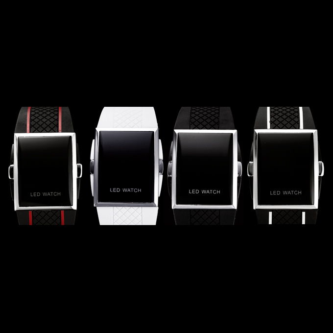 Makibes Unisex Red LED Digital Rectangle Dial Silicone Band Watch
