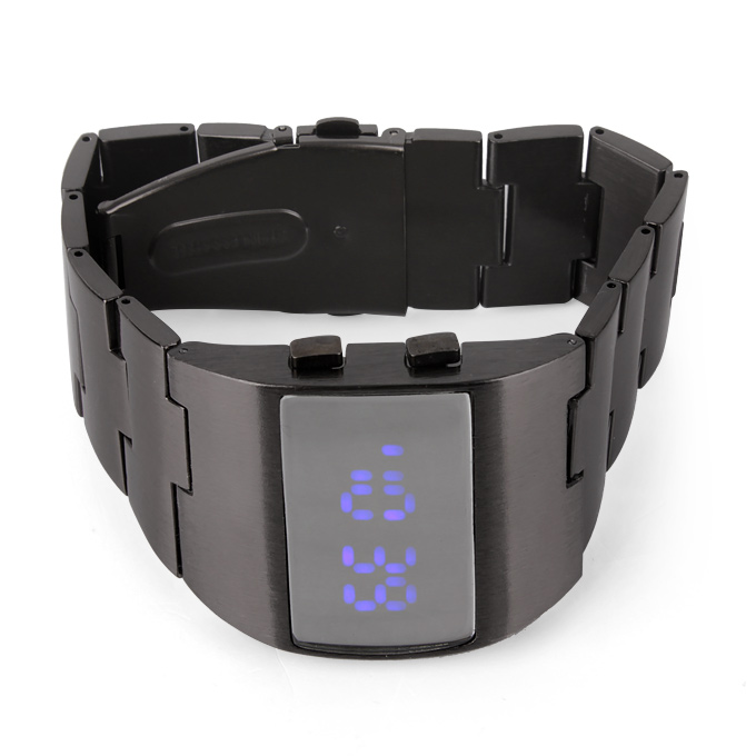 Unisex Stainless Steel Digital LED Wrist Watch with Blue Light