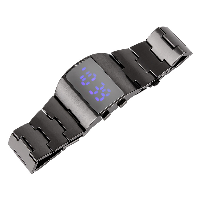 Unisex Stainless Steel Digital LED Wrist Watch with Blue Light