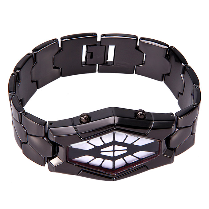 Men's Snake Head Design Dial LED Watch with Stainless Steel Strap