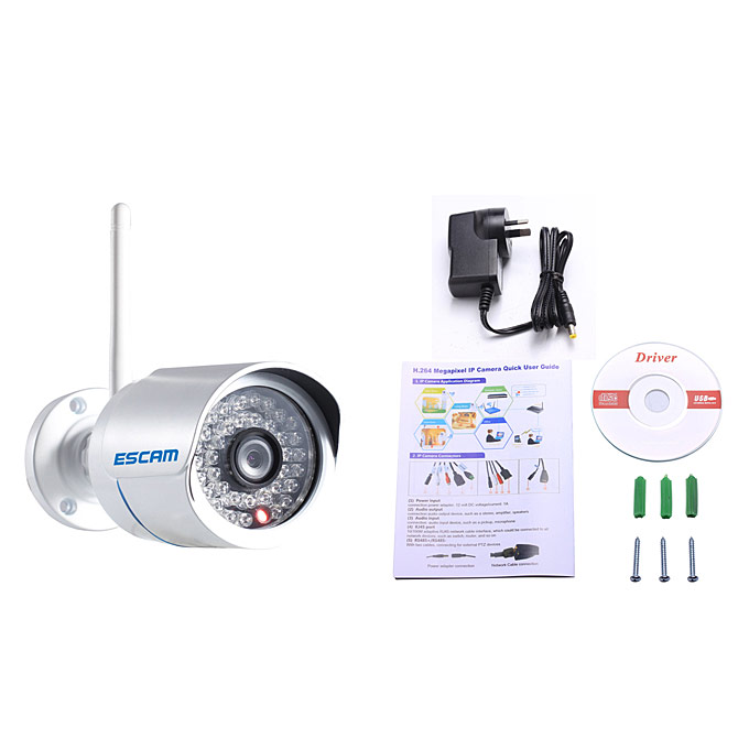 WiFi 1/4" CMOS 1.0MP WiFi 720P Waterproof Metal CCTV IP Camera