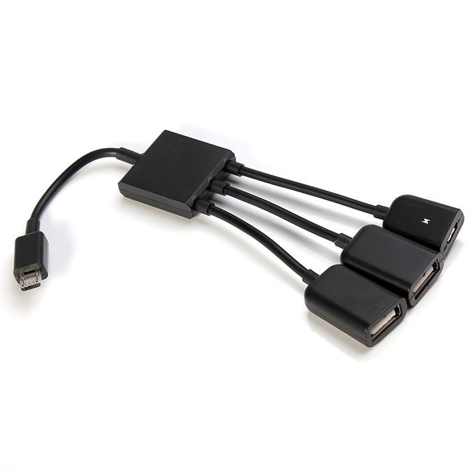 3(1*Micro USB,2*USB 2.0) in 1 Micro USB OTG Hub Host Adapter Cable